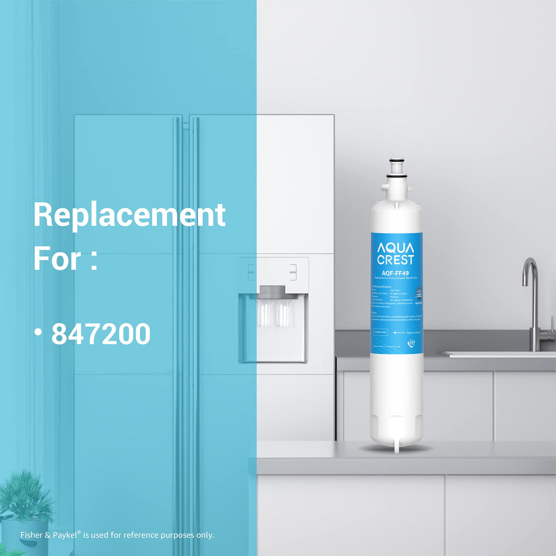 AQUA CREST 847200 Refrigerator Water Filter Replacement for Fisher & P