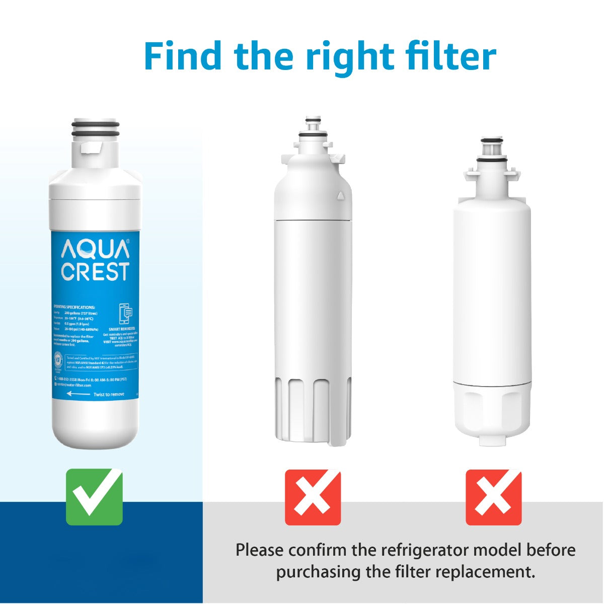 AQUACREST Replacement for LG LT1000P Fridge Water Filter
